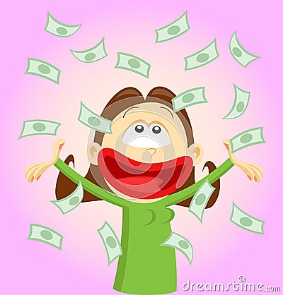 Cartoon Girl Throwing Money Royalty Free Stock Photography - Image ...