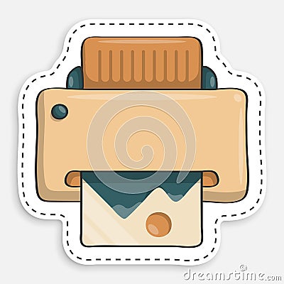 Cartoon Icon Of Doodle Inkjet Printer. Printing Documents In Office ...