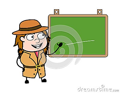 Cartoon Investigator With Classroom Board Stock Photography ...