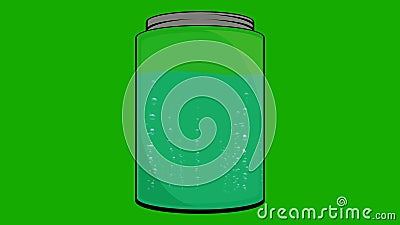 Cartoon Jar Filled with Liquid and Bubbles on a Green Screen Stock ...