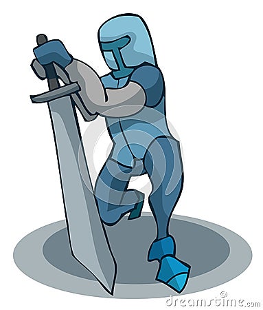 Cartoon Kneeling Knight With A Sword. | CartoonDealer.com #67256105