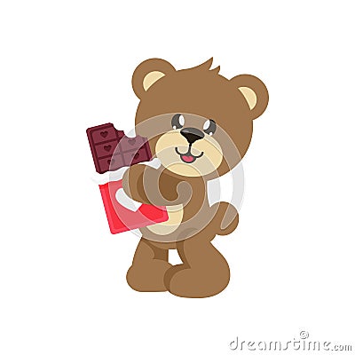 Cartoon Lovely Bear With Chocolate Vector Illustration | CartoonDealer ...