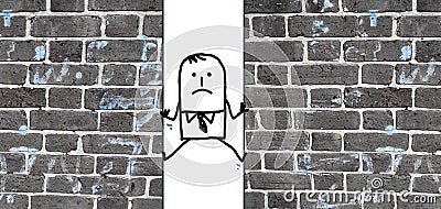 Cartoon Man Squeezed Between Two Walls Royalty-Free Stock Photo ...