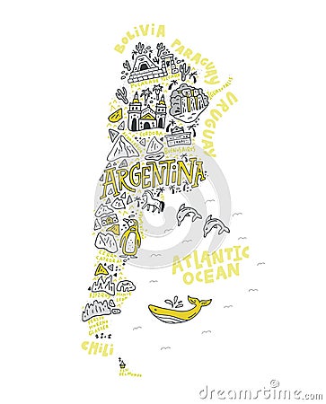 The Cartoon Map Of Argentina | CartoonDealer.com #90464975