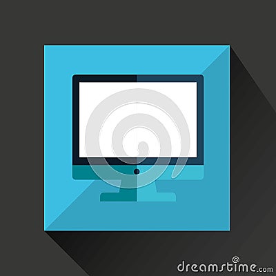 Cartoon Monitor Computer With Shadow Yellow Background Royalty-Free ...