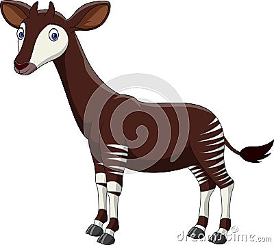 Cartoon Okapi Isolated On White Background Vector Illustration ...