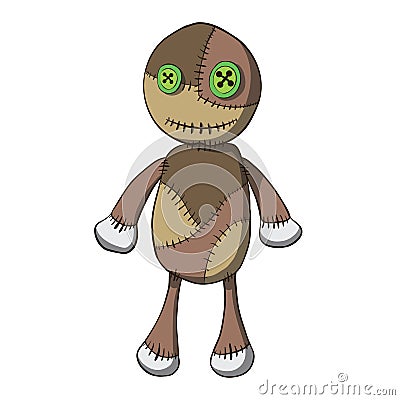 Cartoon Old Rag Doll With Buttons. Vector | CartoonDealer.com #36095161