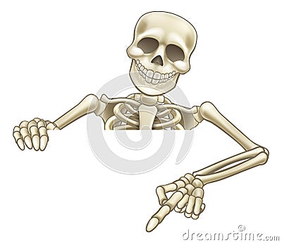 Cartoon Peeking Skeleton Sign | CartoonDealer.com #73126113