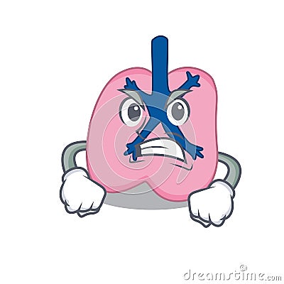 A Cartoon Picture Of Lung Showing An Angry Face Vector Illustration ...