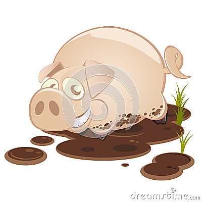 Cartoon Pig In The Mud Smiling Stock Images - Image: 19294994