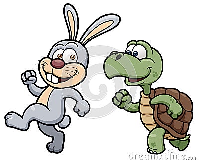 Cartoon Rabbit And Turtle Stock Image - Image: 30463971