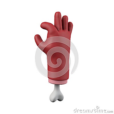 Cartoon Red Devil Halloween Chopped Off Hand With Bone. 3D Rendering ...