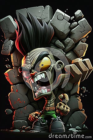 Cartoon Rock Character In Graffiti Style. Generative Ai | CartoonDealer ...