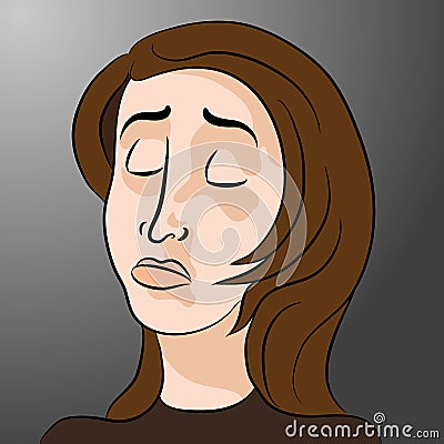 Cartoon Sad Depressed Woman Stock Vector - Image: 57498356
