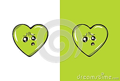 Cartoon Sad Emoji In Heart Shape. Royalty-Free Stock Photography ...