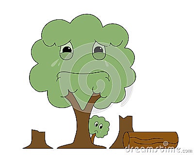 Cartoon Sad Tree And Tree Stumps Royalty-Free Illustration ...