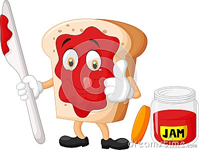 Cartoon Slice Of Bread With Jam Giving Thumbs Up Stock Vector - Image ...