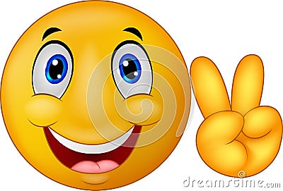 Cartoon Smiley Emoticon With V Sign Stock Vector - Image: 46948226