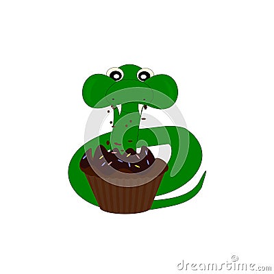 Cartoon Snake Eat Cake Royalty Free Stock Image - Image: 33049356