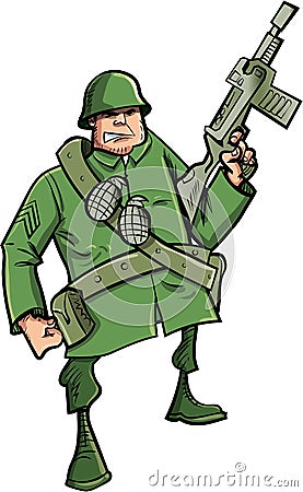 Cartoon Soldier With Machine Gun Royalty Free Stock Photography - Image ...