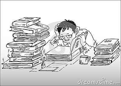 Cartoon_studying Working Hard Royalty Free Stock Photos - Image: 8645218