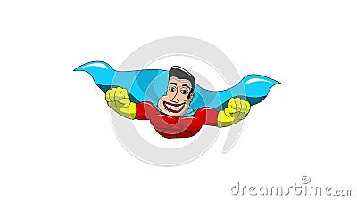 Cartoon Superhero Flying Isolated Animation Stock Video - Video of ...