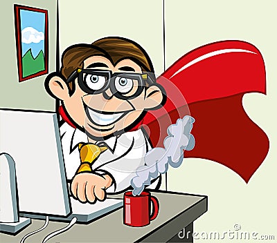 Cartoon Superhero Office Worker Royalty Free Stock Photo - Image: 19326045