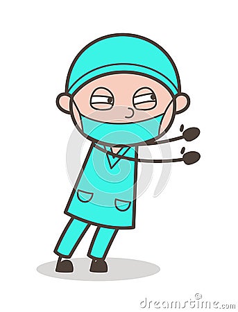 Cartoon Surgeon Showing Both Hands Vector Pose Royalty-Free Stock Photo ...