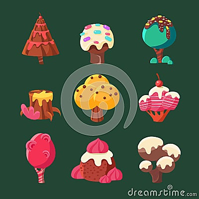 Cartoon Sweet Candy Land Collection. Vector Illustration ...