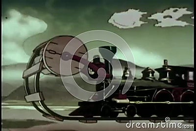 Cartoon of Train Laying Its Own Tracks Stock Footage - Video of seconds ...
