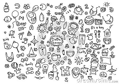 Cartoon Set Vector Illustration Isolated Objects Birth Of Babies Hand ...