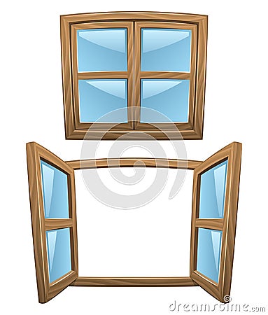 Cartoon Wooden Windows Stock Image - Image: 8842191