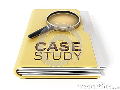 Case Study Text Under Magnifying Glass. 3D Illustration. Stock ...