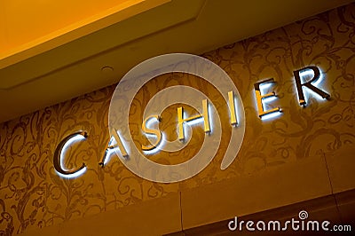Cashier Sign Editorial Image - Image: 7288105