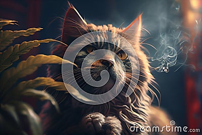 Cat Animal Smoking Ganja Weed.generative Ai Royalty-Free Stock Image ...