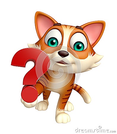 Cat Cartoon Character With Question Mark Sign Stock Illustration ...