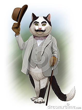 Cat Detective Hercule Poirot Stock Illustration - Image: 65805983