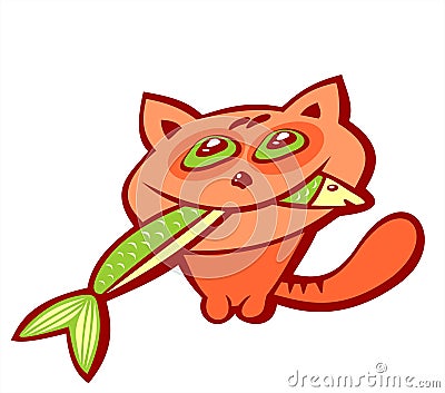 Cat And Fish Cartoon Vector | CartoonDealer.com #2824747