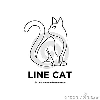 Black Cat Line Pets Logo Vector Icon Illustration Isolated Design ...