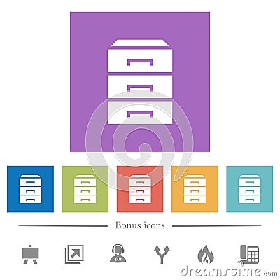 Categorize Flat White Icons In Square Backgrounds Vector Illustration ...