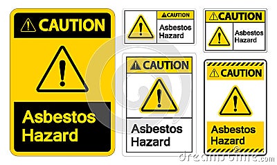 Caution Asbestos Hazard Symbol Sign On White Background Cartoon Vector ...
