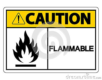 Caution Flammable Symbol Sign Isolate On White Background,Vector ...