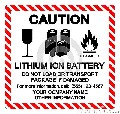 Caution Lithium Ion Battery Symbol Sign, Vector Illustration, Isolate ...