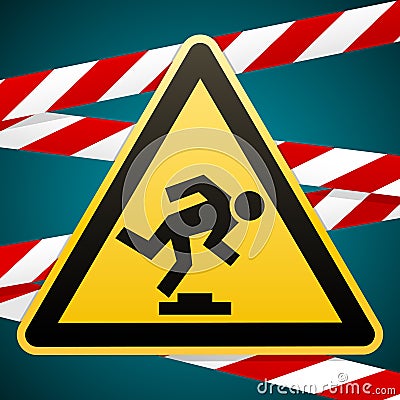 Caution, Low-noticeable Obstacle. Safety Sign. Yellow Triangle With ...