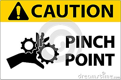 Caution Pinch Point Label Sign On White Background Cartoon Vector ...
