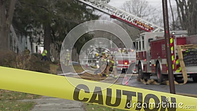 Caution Tape Near a Fire Truck (1 of 3) Stock Video - Video of ...