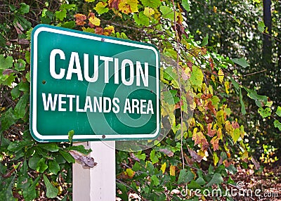 Caution Wetlands Area Sign Royalty Free Stock Photo - Image: 6935675