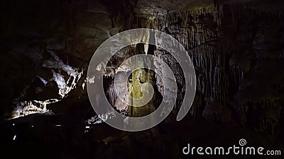 Beautiful View of the Underground Cave, Illuminated by Artificial Light ...