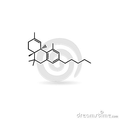 CBD Molecular Formula, Cannabidiol Molecule Structure Line Icon Cartoon ...