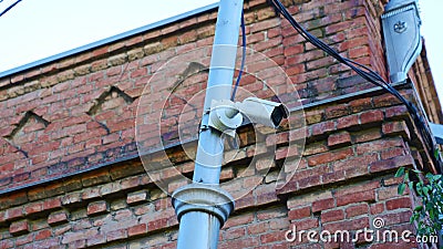 CCTV Camera on a Street Pole. Video Surveillance Systems. Stock Footage ...